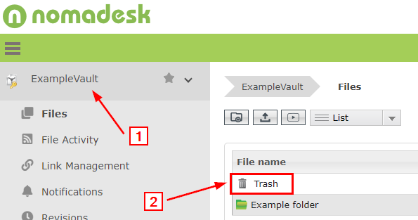 Restoring a file or folder – Nomadesk